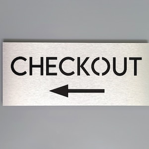 Checkout Sign With Arrow. Check Out This Way Sign. Directional Signs ...
