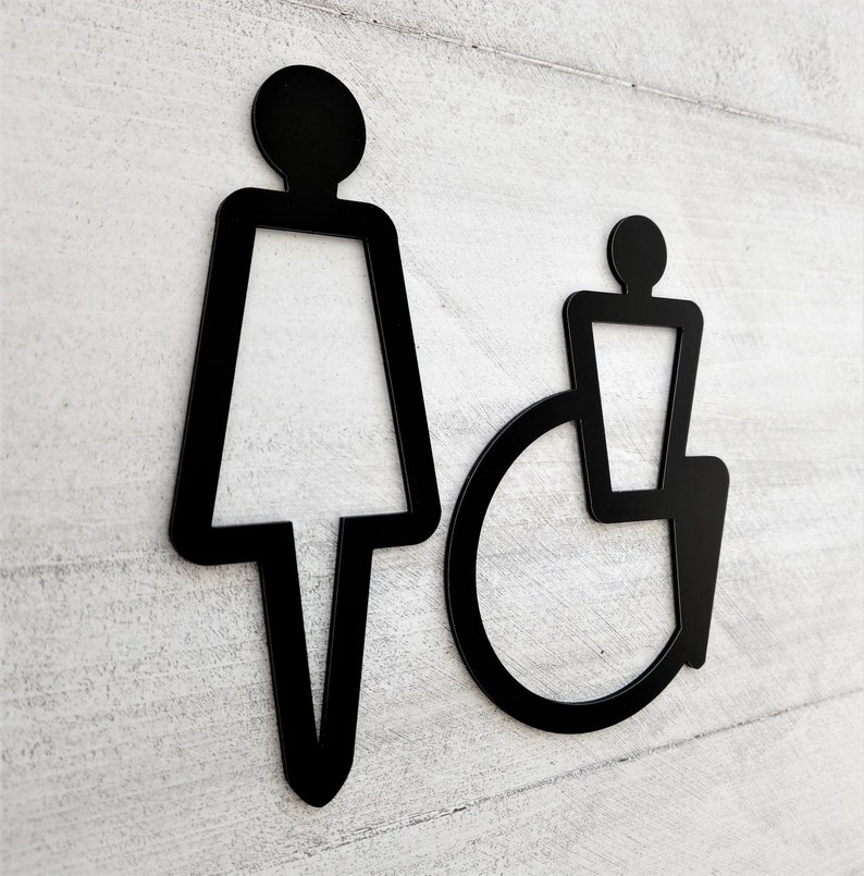 Female Restroom Figures Set of 2. Handicap Accessible - Etsy