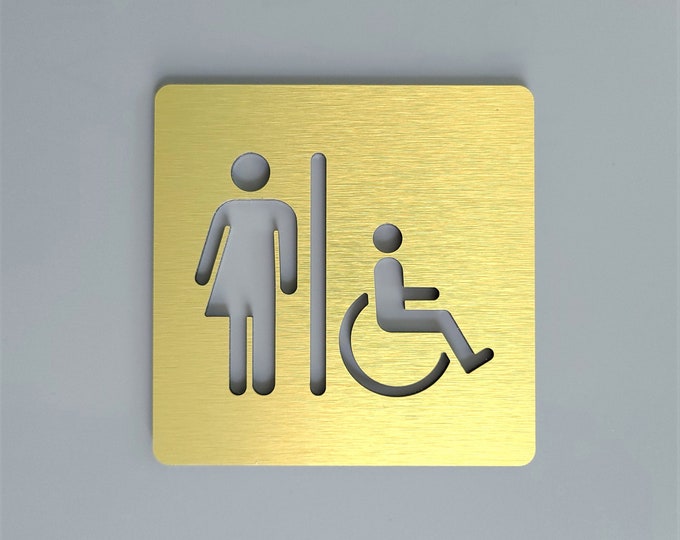 Square Gender Neutral Bathroom Sign. Unisex Restroom Sign. All | Etsy
