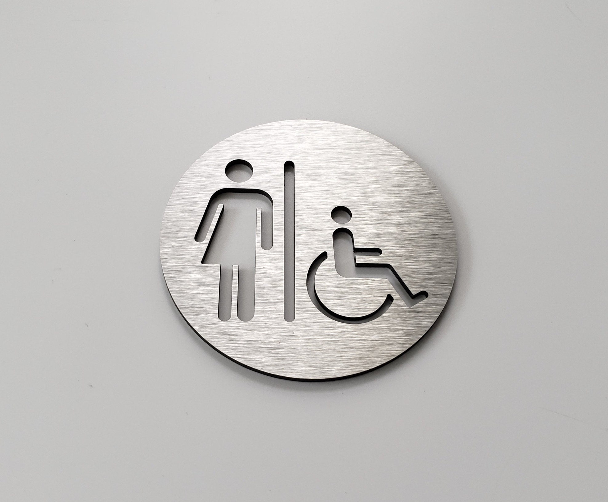 Gender neutral restroom sign metal. Bathroom door sign. Unisex toilet ...