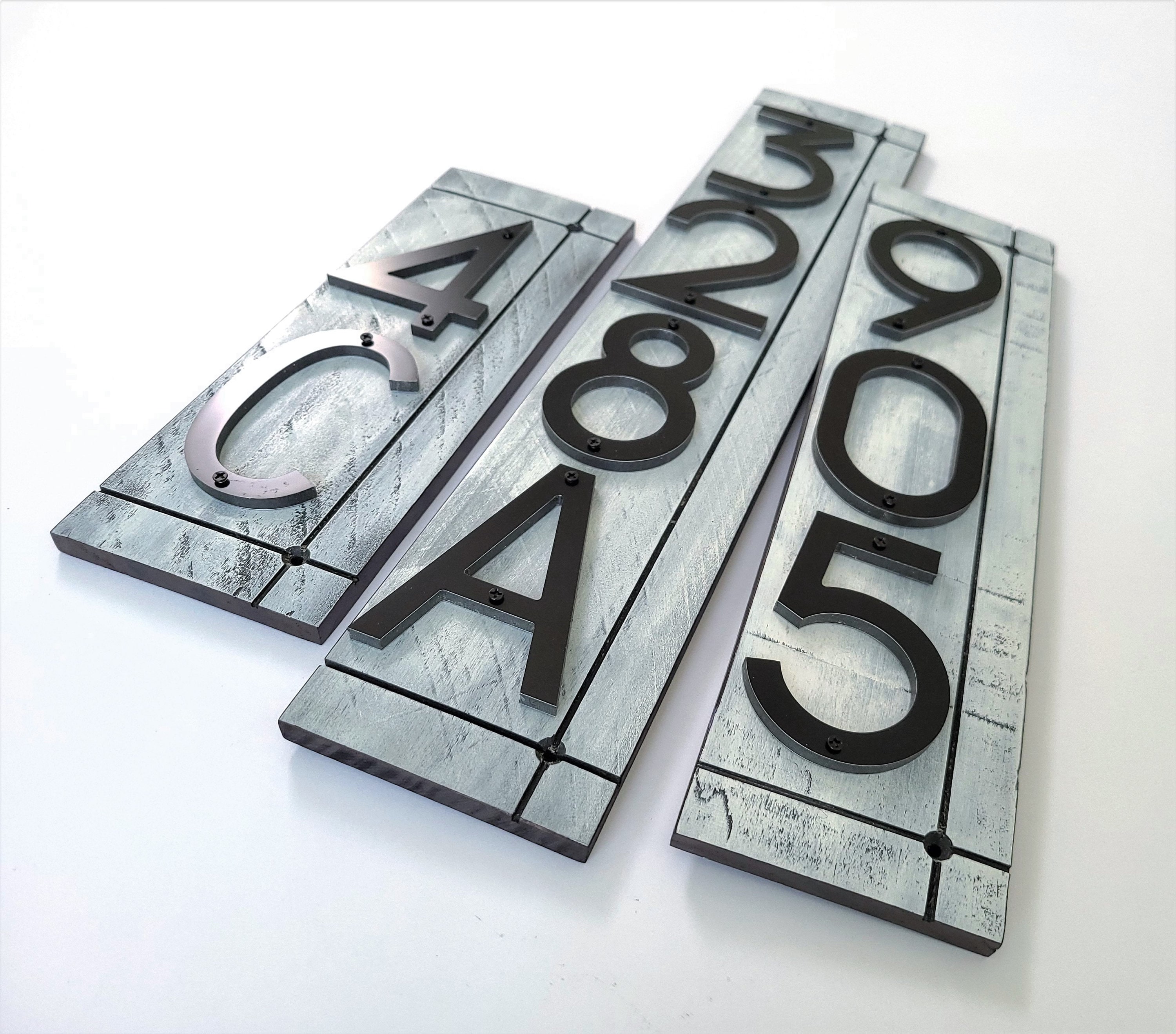 Home Décor Home & Living Gray address plaque with black numbers ...