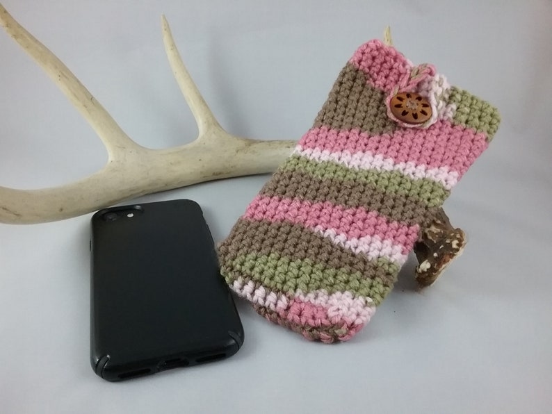 Hand Crocheted Mobile Phone Jacket-pink and Brown Multi-color - Etsy