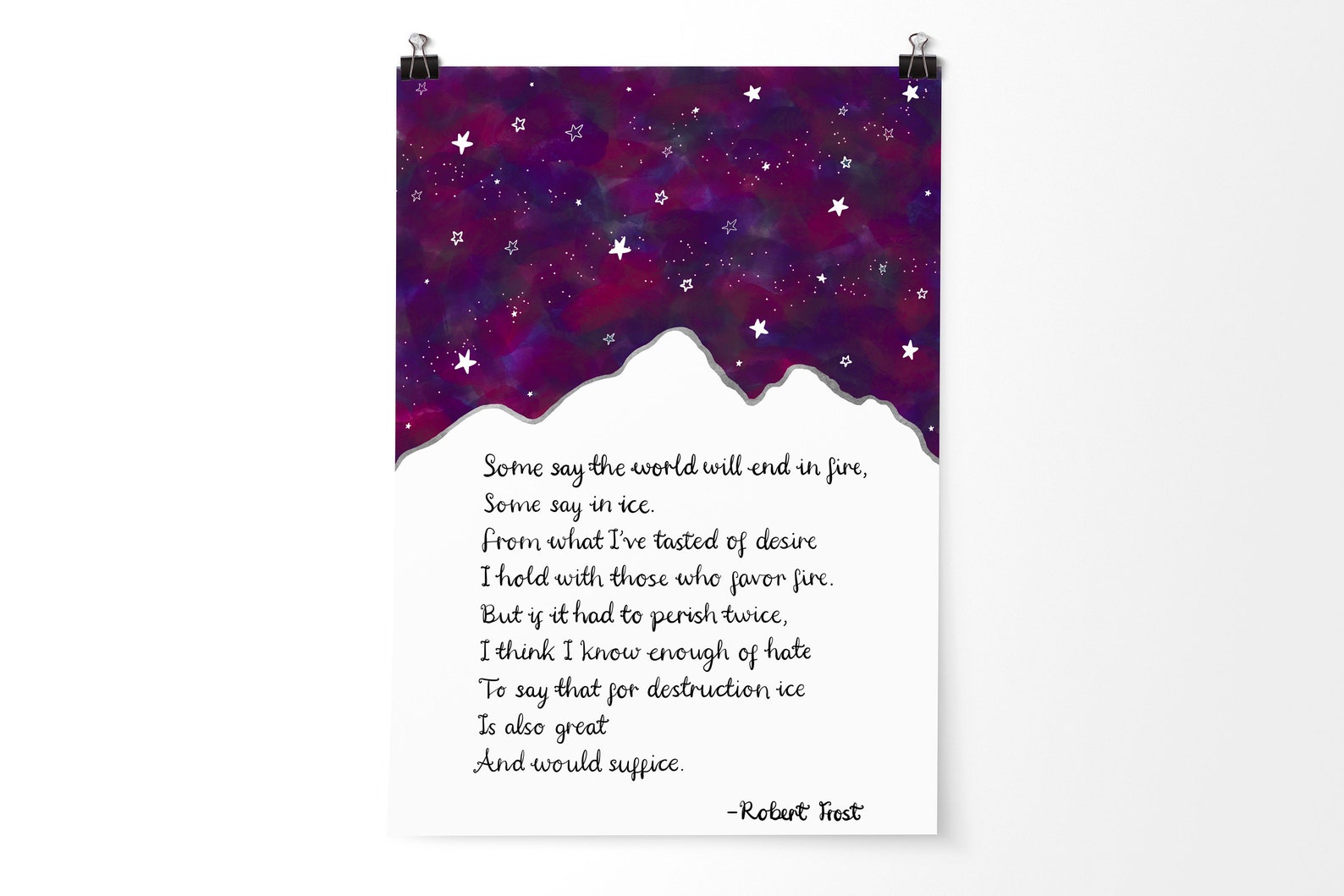 Robert Frost Poem Print Twilight Poem Print Ice and Fire | Etsy