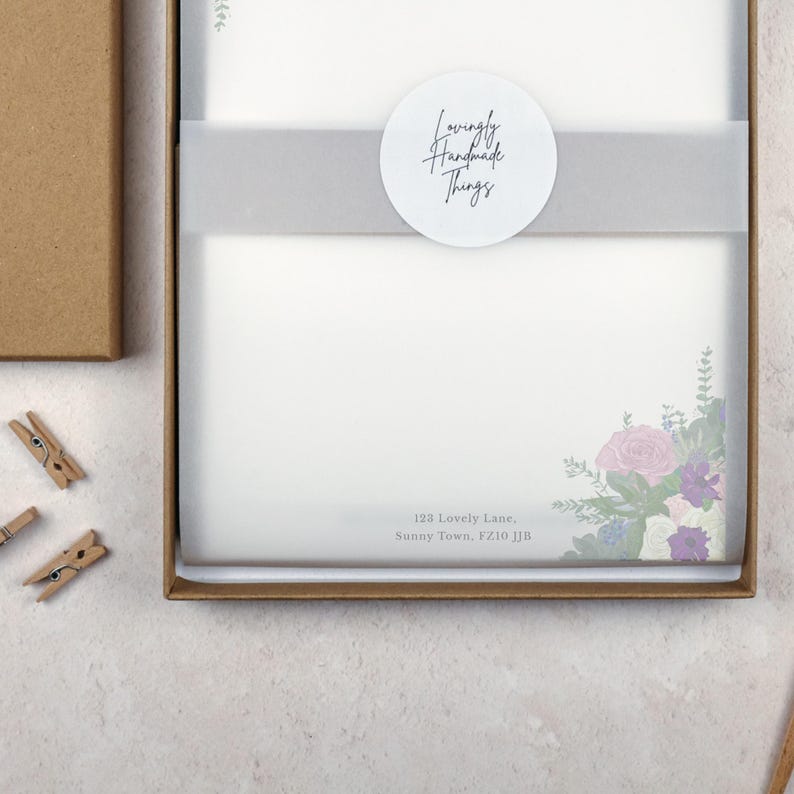 Floral Writing Paper Set, Personalized Gift for Women, Snail Mail ...