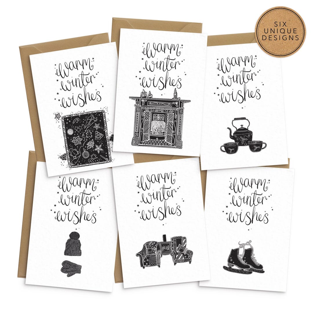 Warm Winter Wishes Holiday Card Set of 6 Alternative Christmas Card ...