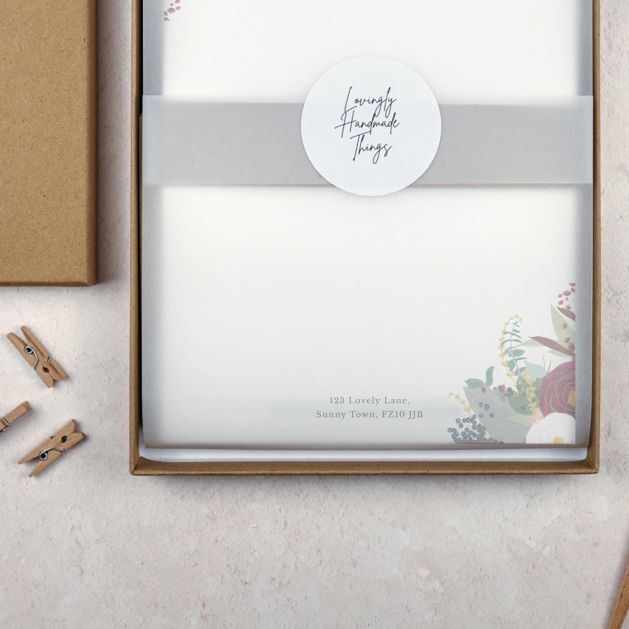 Writing Paper Set Personalised - Winter Floral - Floral Letter Writing ...