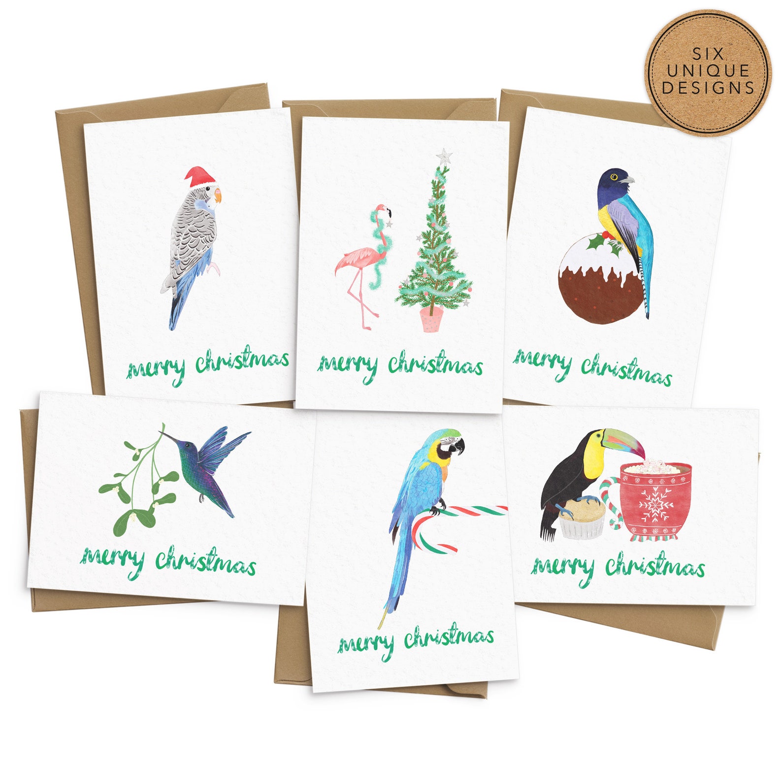 Funny Bird Christmas Cards Set of 6 Flamingo Christmas - Etsy UK
