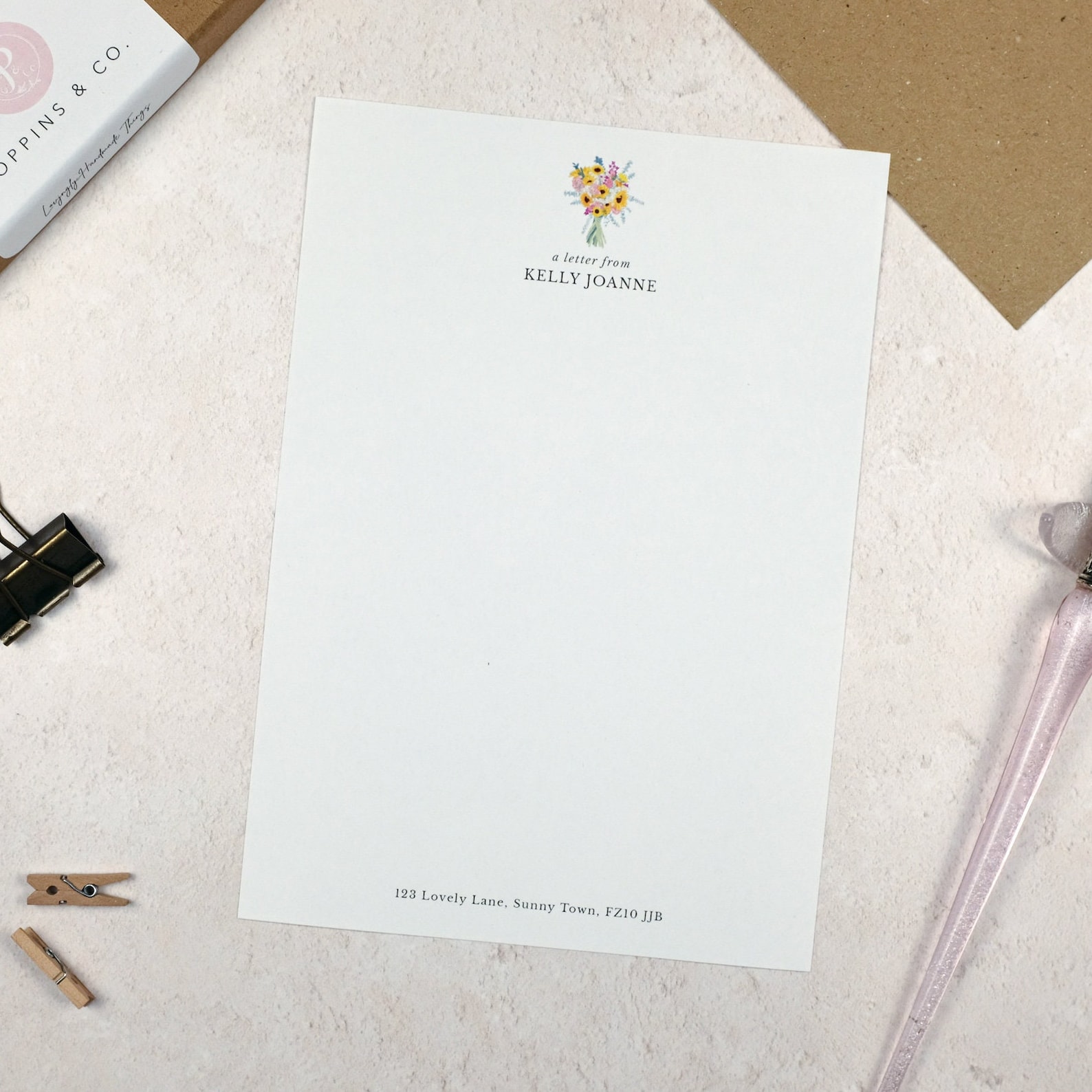 Personalised Writing Paper Sunflower Stationery Set Floral Letter ...