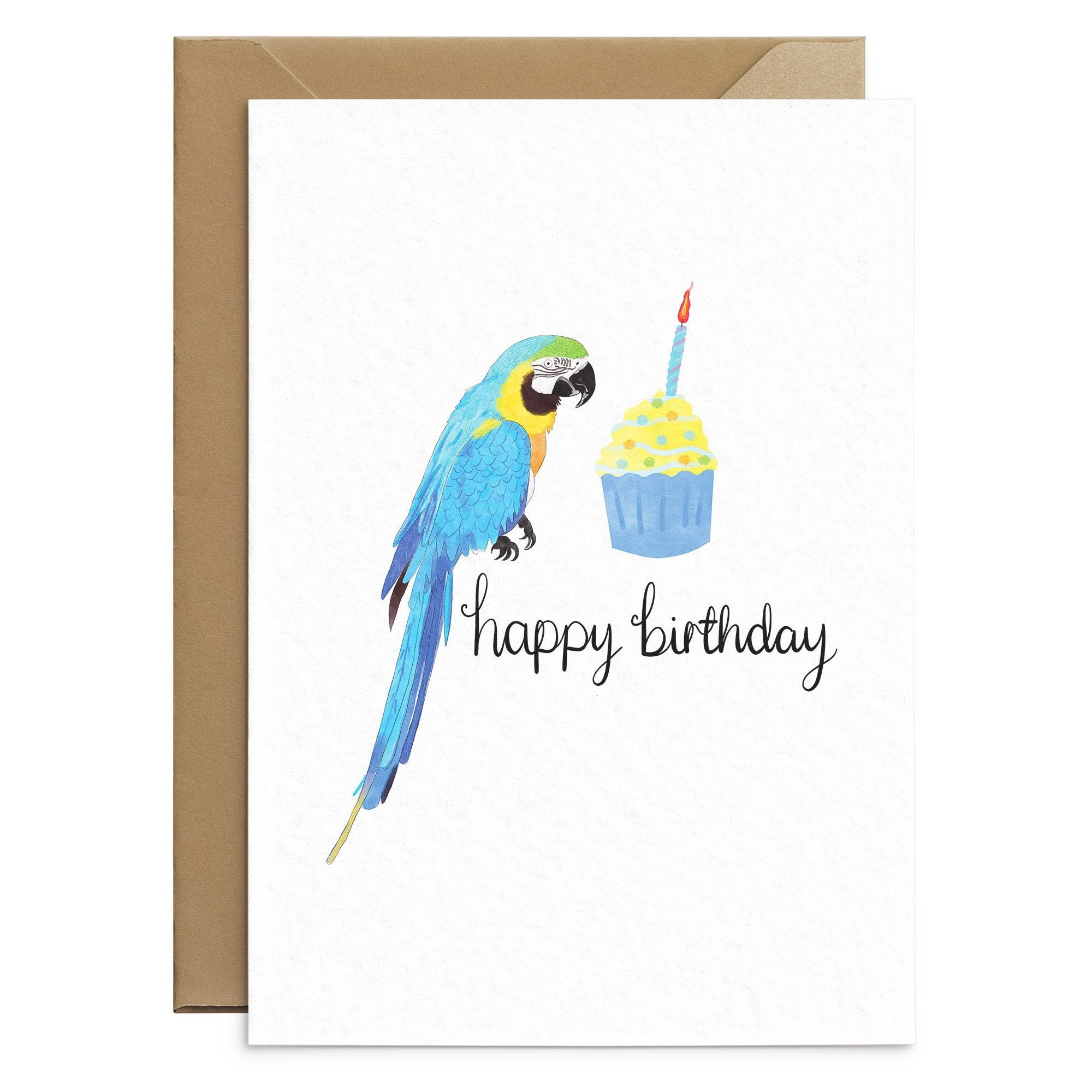 Parrot Birthday Card Parrot Cake Card Cupcake Card - Etsy UK