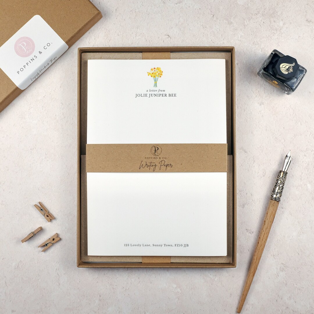 Writing Paper Set Personalised Spring Daffodils Floral - Etsy