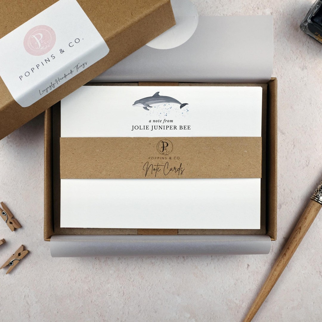 Personalised Dolphin Correspondence Cards Set - Marine Animal Note ...