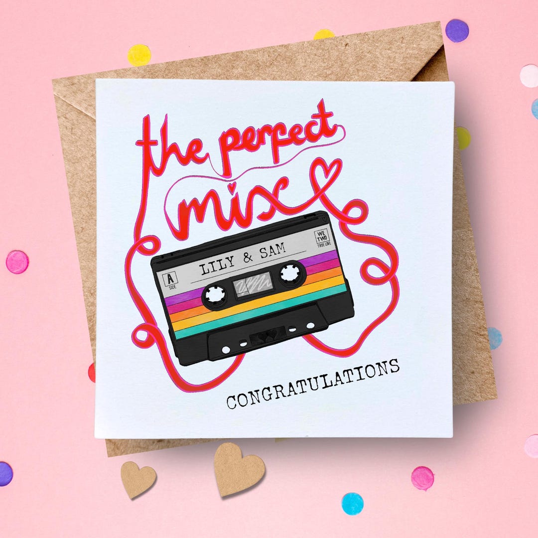Personalised Congratulations Card for Music Couple - the Perfect Mix ...