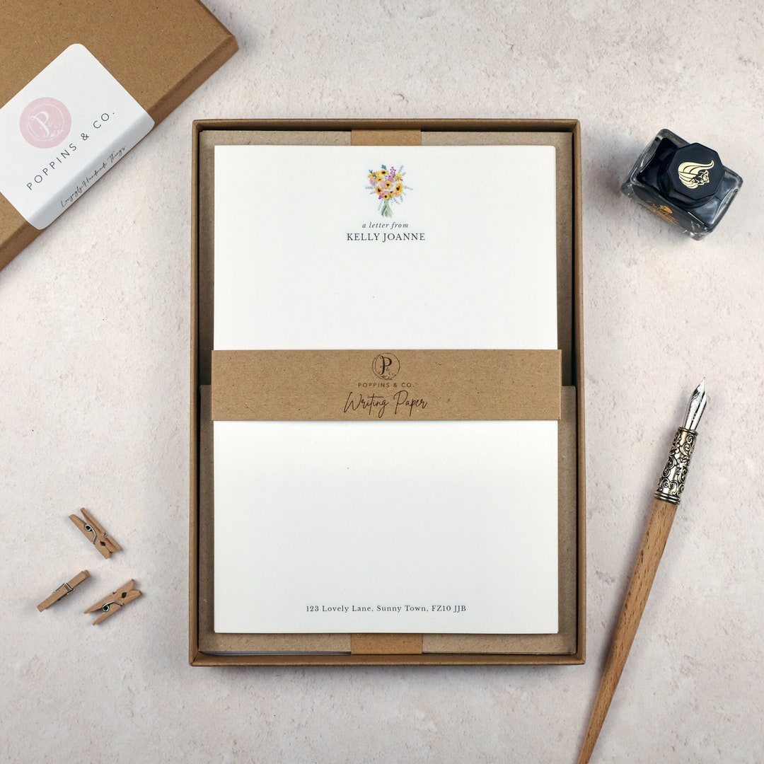 Personalised Writing Paper Sunflower Stationery Set Floral Letter ...