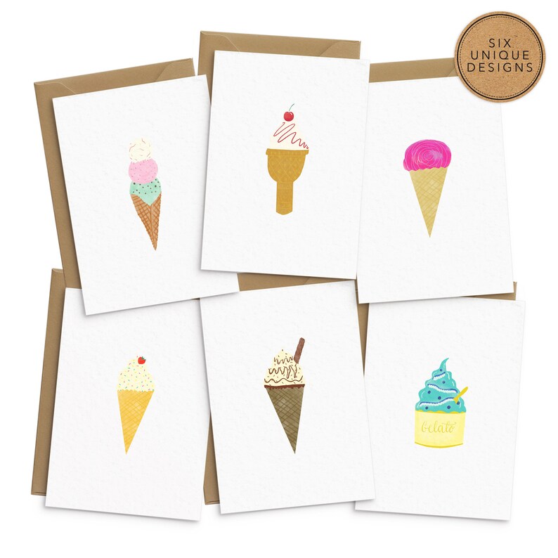 Ice Cream Cards Card Pack Greeting Card Set Notecards - Etsy UK