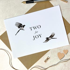 Two for Joy - Magpie Congratulations Card - New Baby Card - Alternative ...
