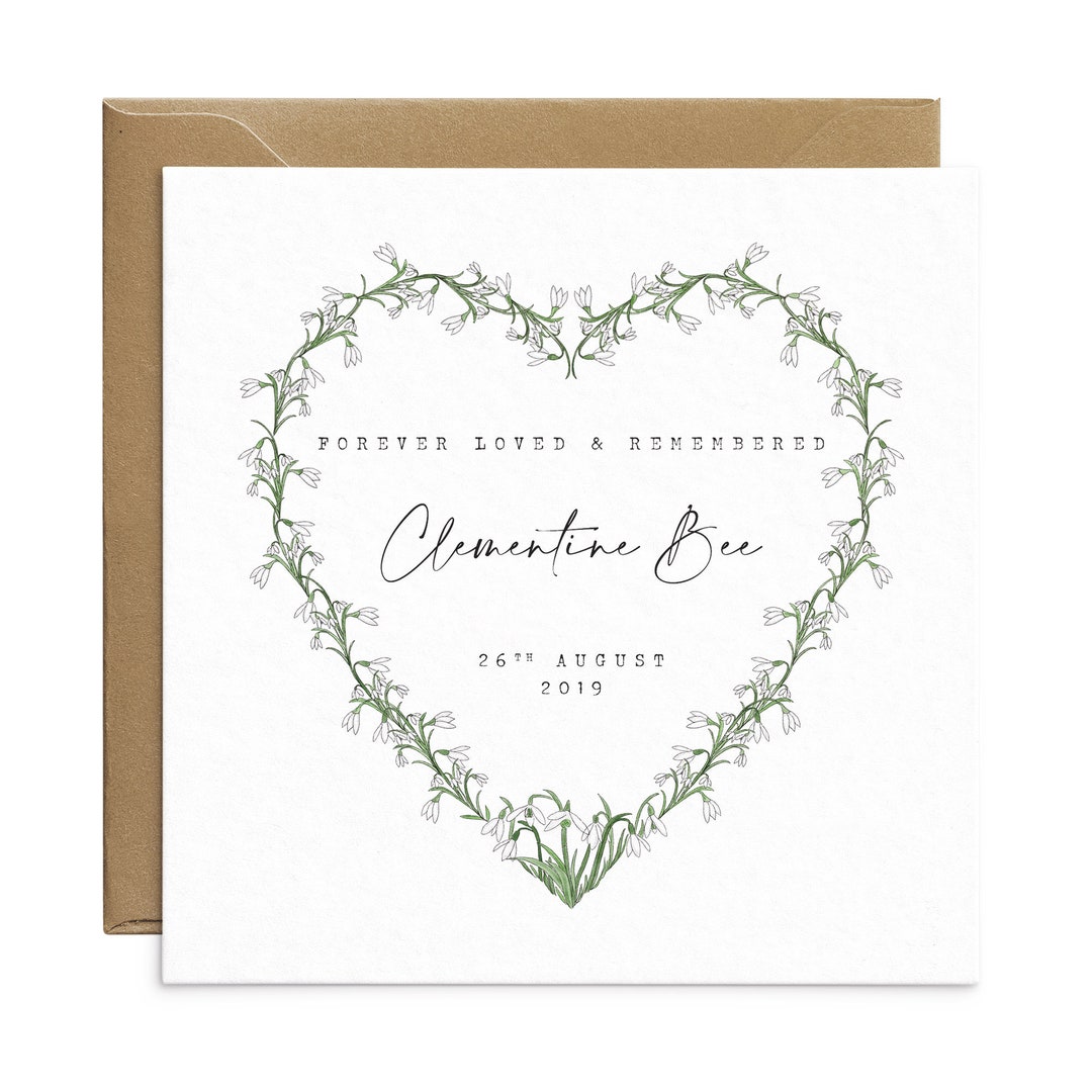 Personalised Baby Loss Card - Sympathy Card - Snowdrop Bereavement Card ...