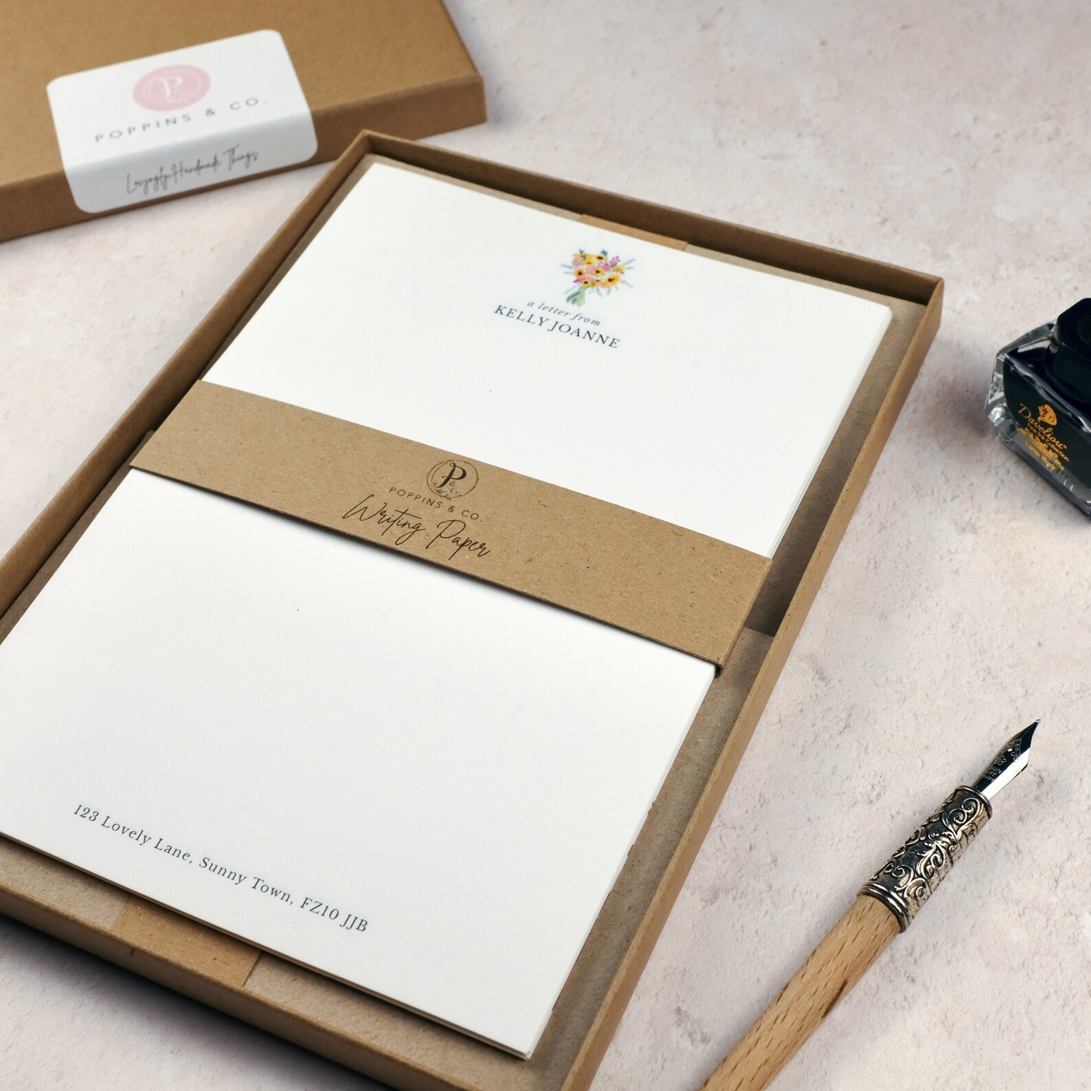 Personalised Writing Paper Sunflower Stationery Set Floral Letter ...