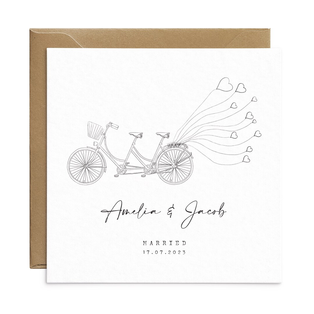 Personalised Bike Wedding Card - Alternative Engagement Card - Tandem ...