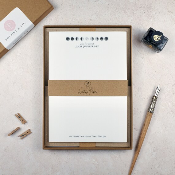 Moon Writing Paper Set personalised 20 Sheets W/ Envelopes | Etsy UK