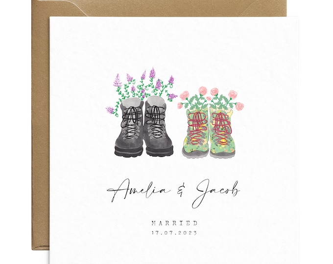 Personalised Walking Boots Retirement Card Happy Retirement Hiking Card ...