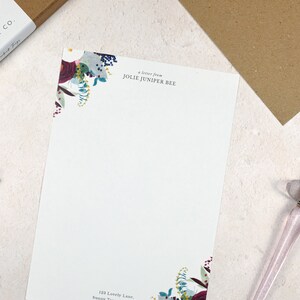 Writing Paper Set Personalised - Winter Floral - Floral Letter Writing ...