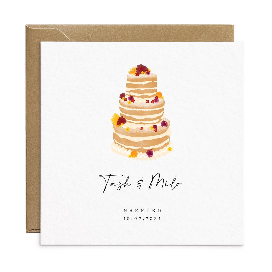 Personalised Cake Wedding Card - Alternative Engagement Card - Custom ...