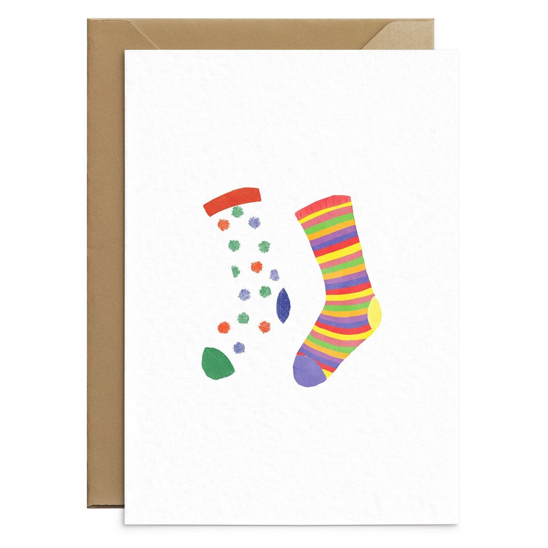 Sock Birthday Card for Him, Odd Sock Card for Husband, Colourful Get ...