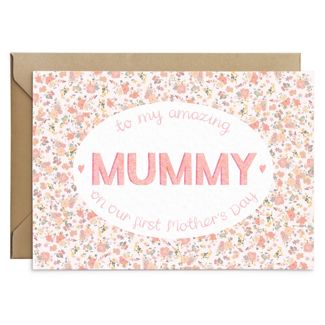 Cute First Mothers Day Card for New Mummy - Amazing Mummy Card - Pink ...