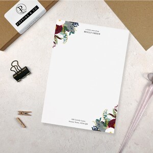 Writing Paper Set Personalised - Winter Floral - Floral Letter Writing ...