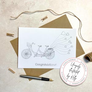 Bicycle Wedding Card - Tandem Bike Vow Renewal Card or Engagement Card ...