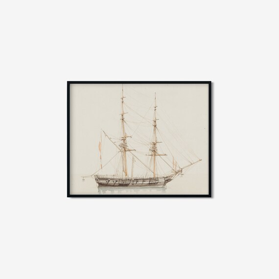 Vintage Ship Art Print Vintage Ship Painting Wall Decor | Etsy
