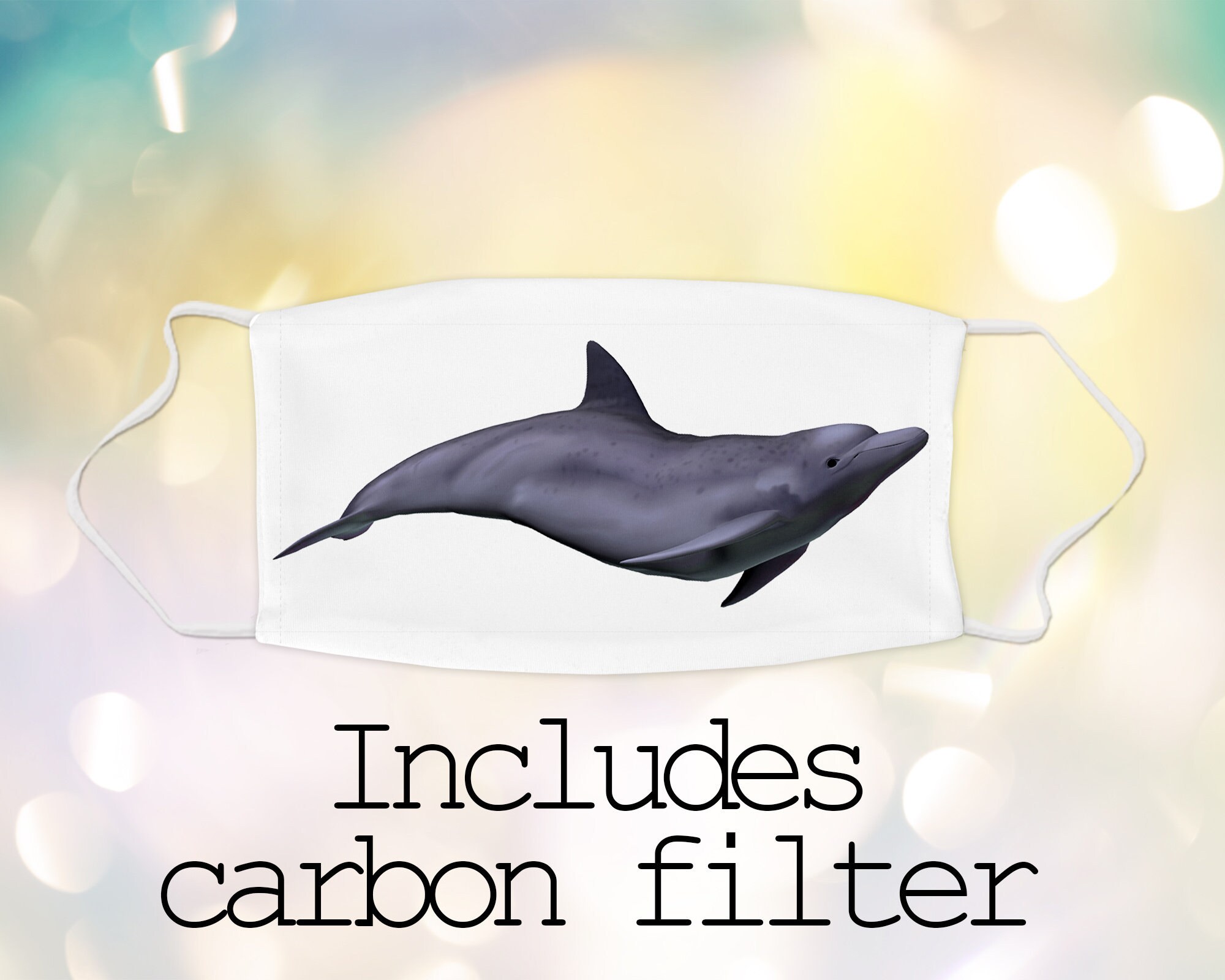 Dolphin Face Mask with Removable Carbon Filter Dolphin Print | Etsy