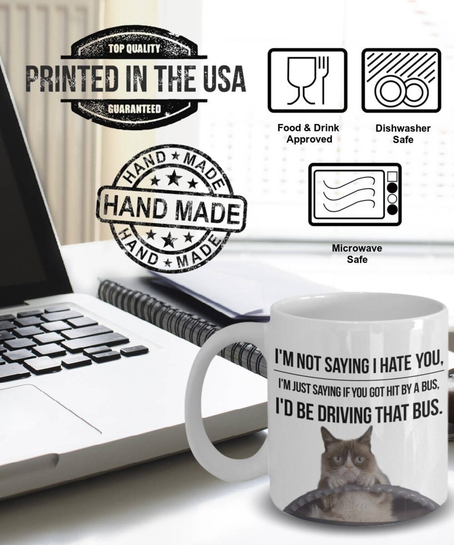 Grumpy Cat Mug funny Angry Cat Driving the Bus Mug - Etsy Canada