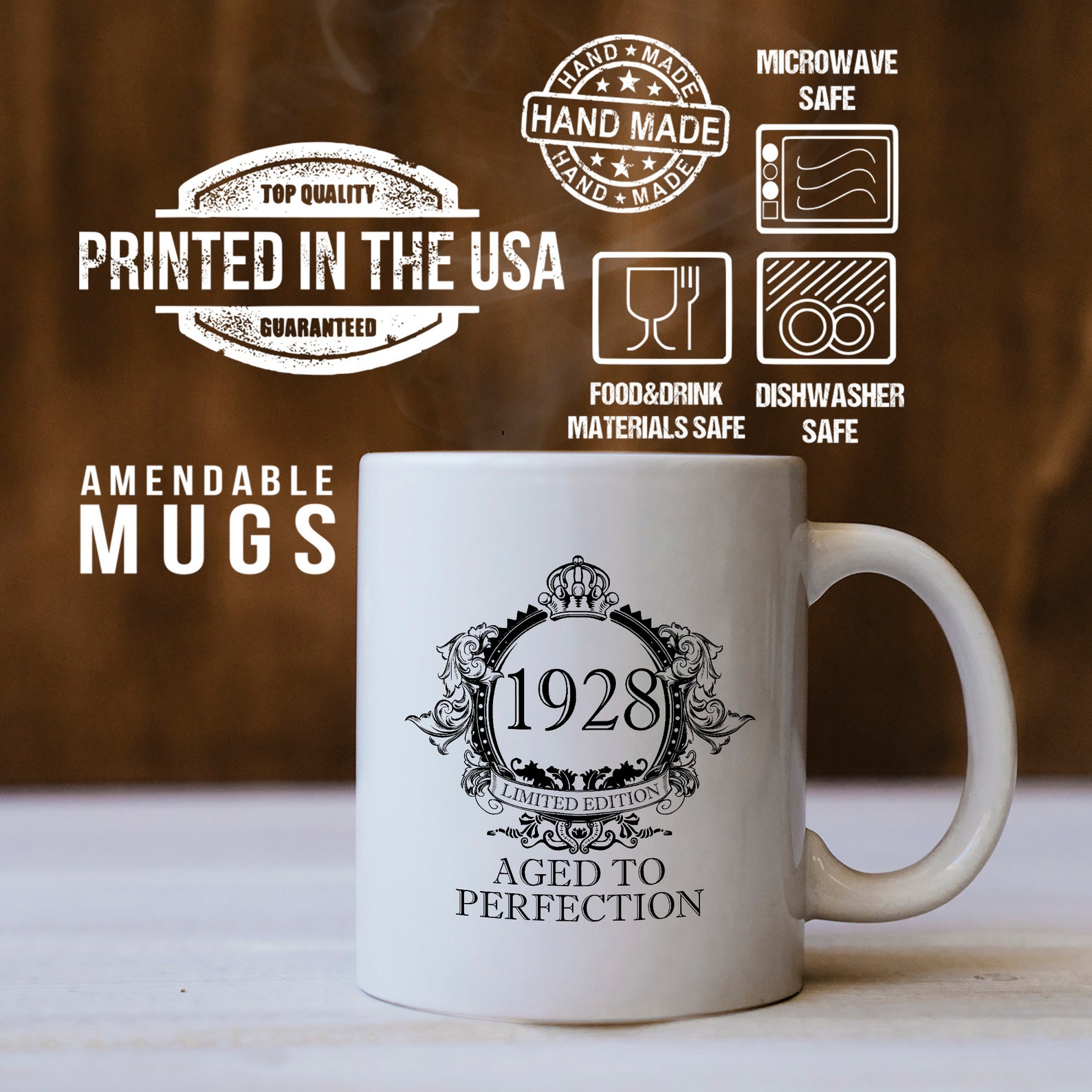 Year 1928 Mug 1928 Limited Edition Aged to Perfection Born | Etsy