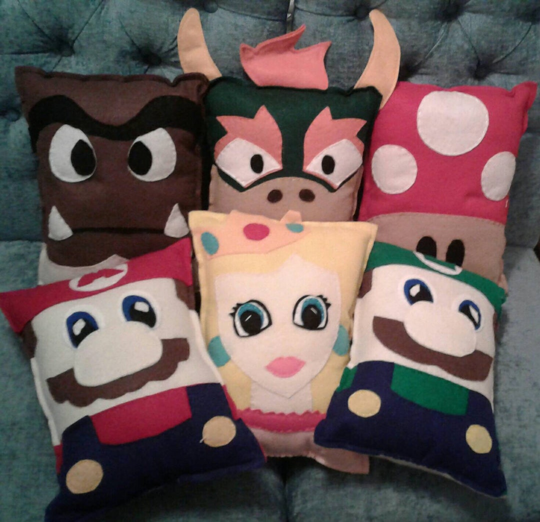 Mario, Luigi, Princess Peach, Bowser, Toad and Goomba Pillows Inspired ...