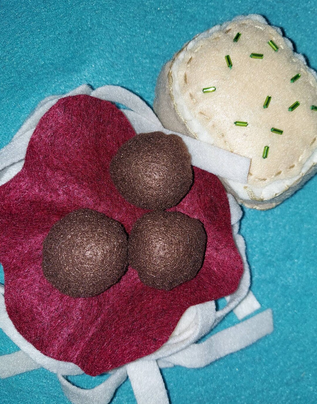 Pretend Play Felt Spaghetti Dinner With Meatballs and Garlic Bread ...