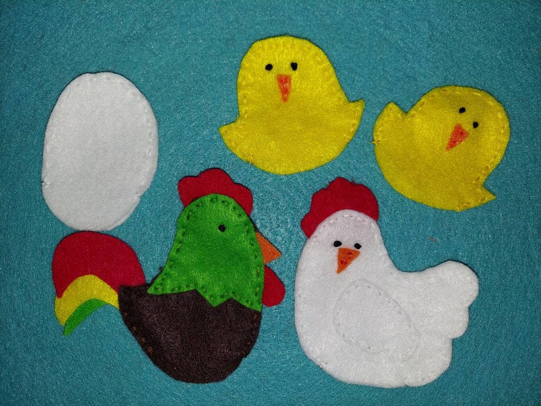 Cluck Family Set of 5 Finger Puppets! Hen, Rooster, 2 Chicks, and an ...