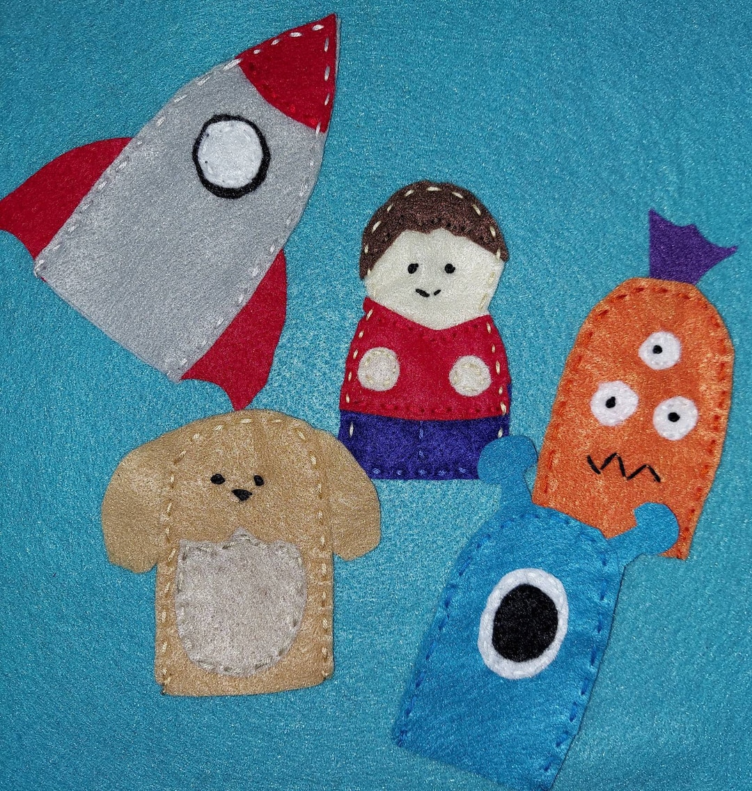 Hand Sewn Felt Finger Puppets, Space Adventure Set - Etsy