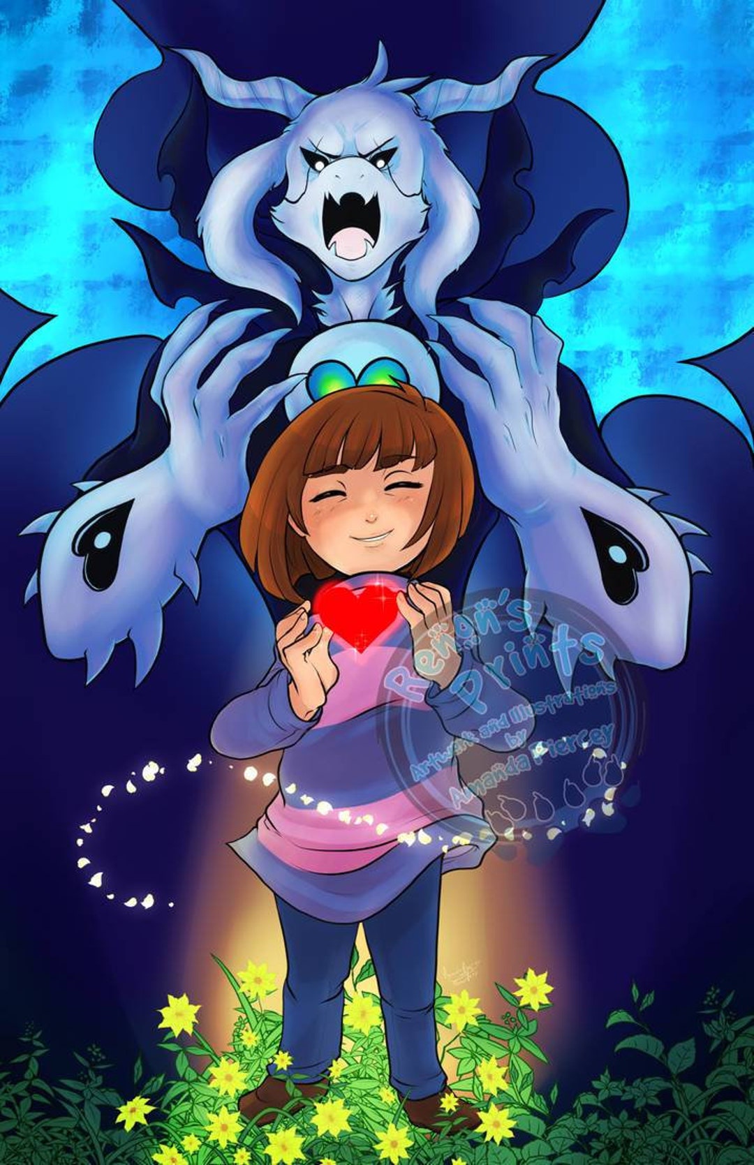 SAVE the World - Frisk and Azriel - Undertale 11x17 Tabloid Print - Etsy UK