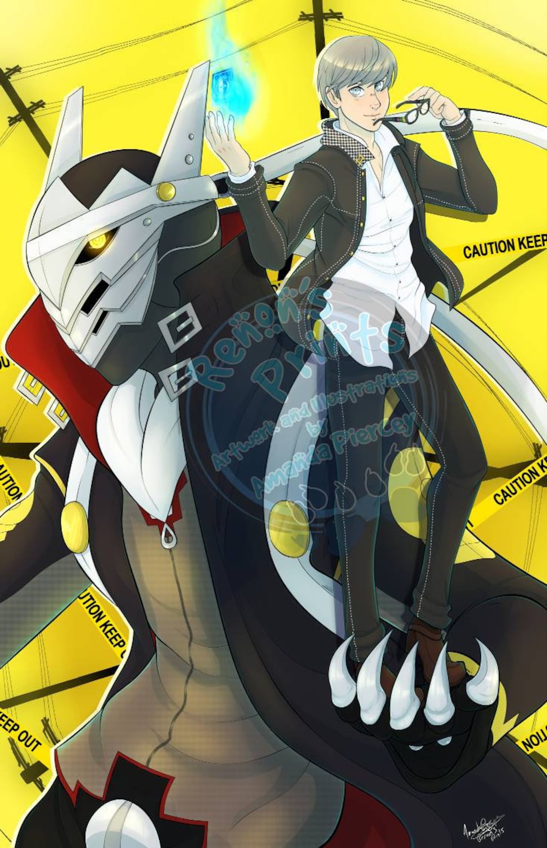 Persona 4 - Protagonist and Izanagi - Yu Narukami - 11x17 Print - Etsy