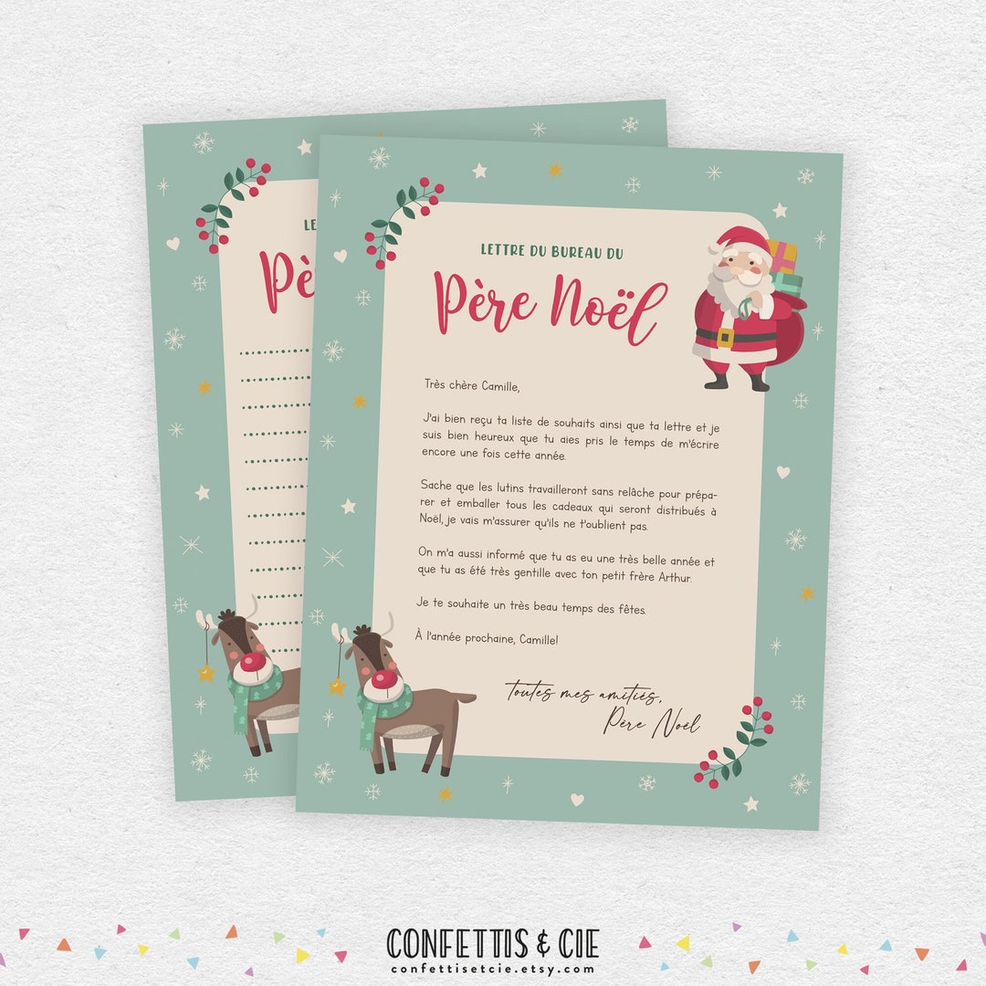 Letter From Santa Claus In French Christmas Writing Paper Etsy letter-from-santa-claus-in-french-christmas-writing-paper-etsy