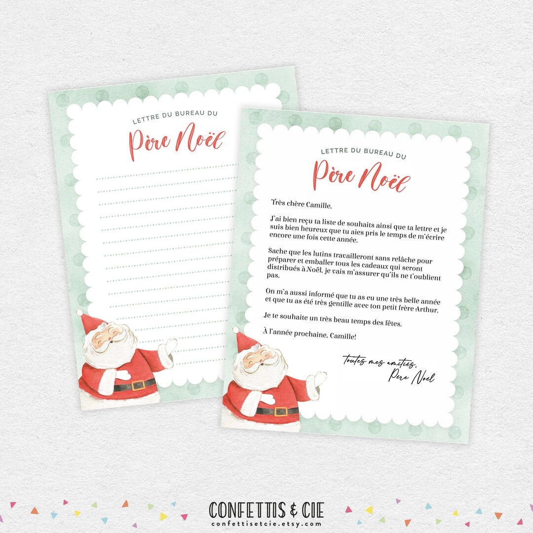 Letter From Santa Claus in French, Christmas Writing Paper, Christmas ...