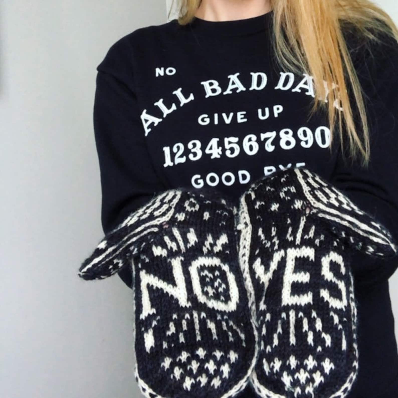 Ouija Mitten Digital Pattern, Ouija Planchette Knit Mitten Pattern ...