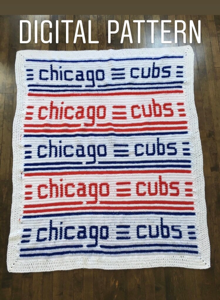 Chicago Cubs Inspired Blanket Pattern, Crochet Afghan Pattern, Blue and ...