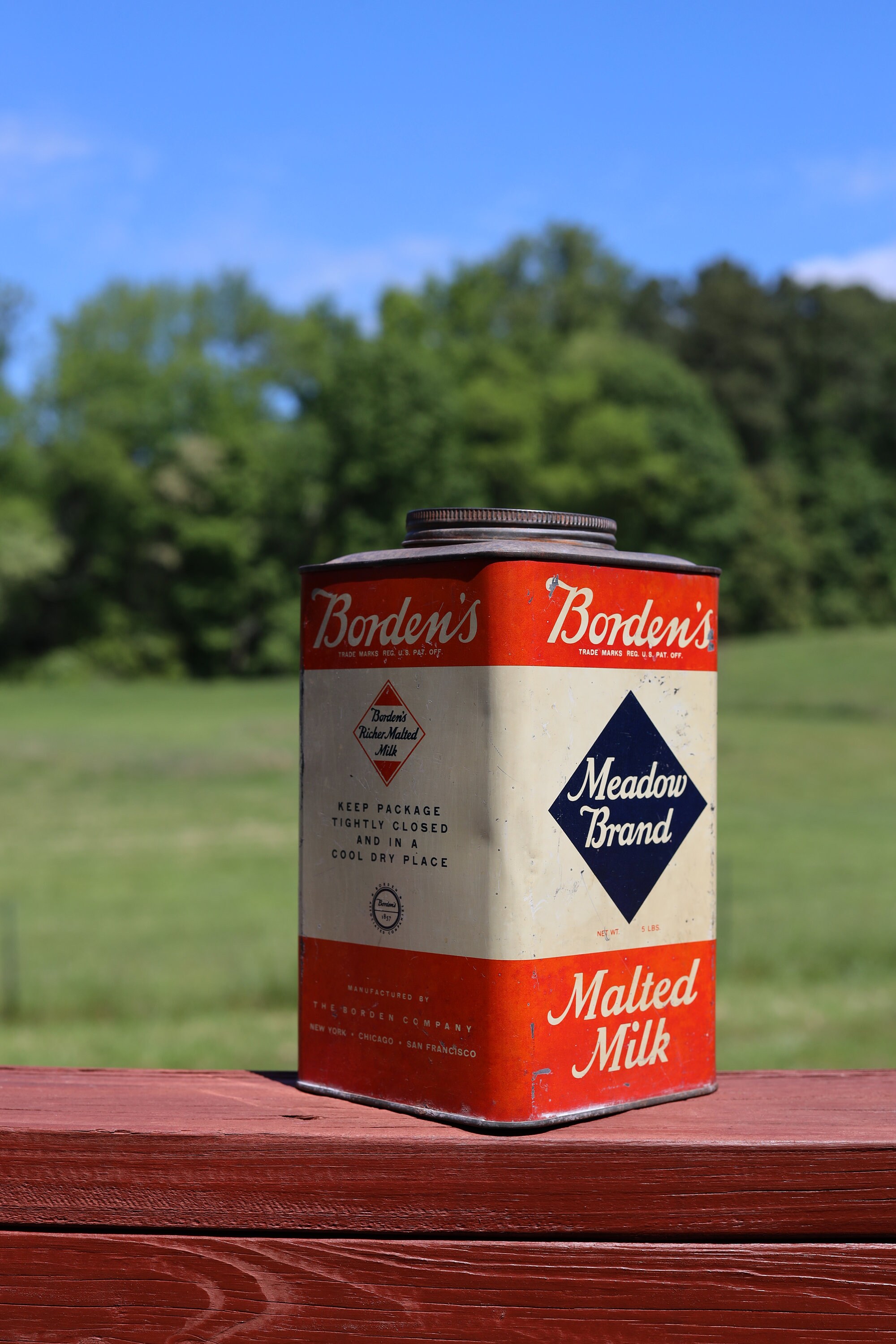Antique Vintage Borden's Malted Milk Meadow Brand 5lb Tin Canister - Etsy