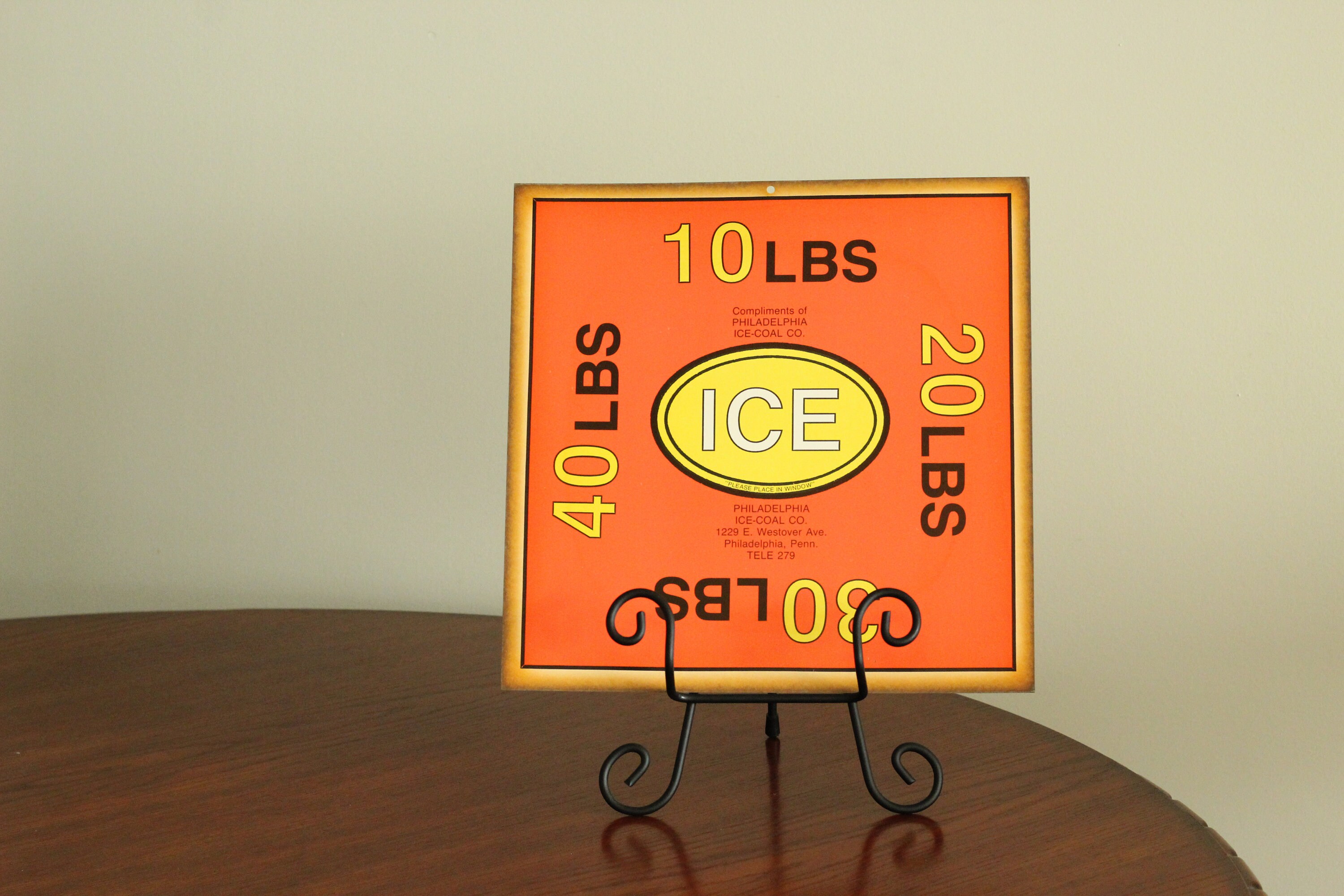 Antique Vintage Ice Card Sign Philadelphia Pennsylvania NOS Ice ...