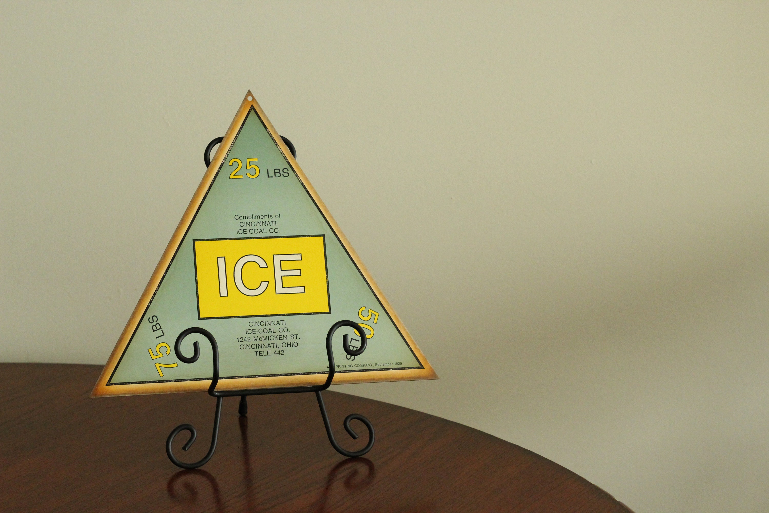 Antique Vintage Ice Card Sign Cincinnati Ohio 1929 NOS Ice Delivery - Etsy