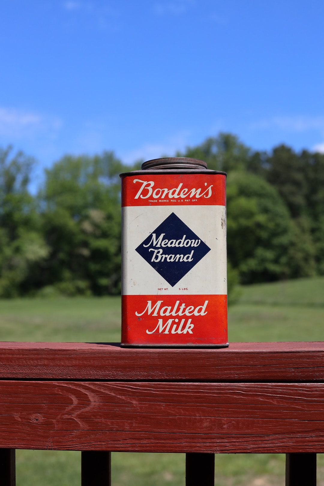 Antique Vintage Borden's Malted Milk Meadow Brand 5lb Tin Canister - Etsy