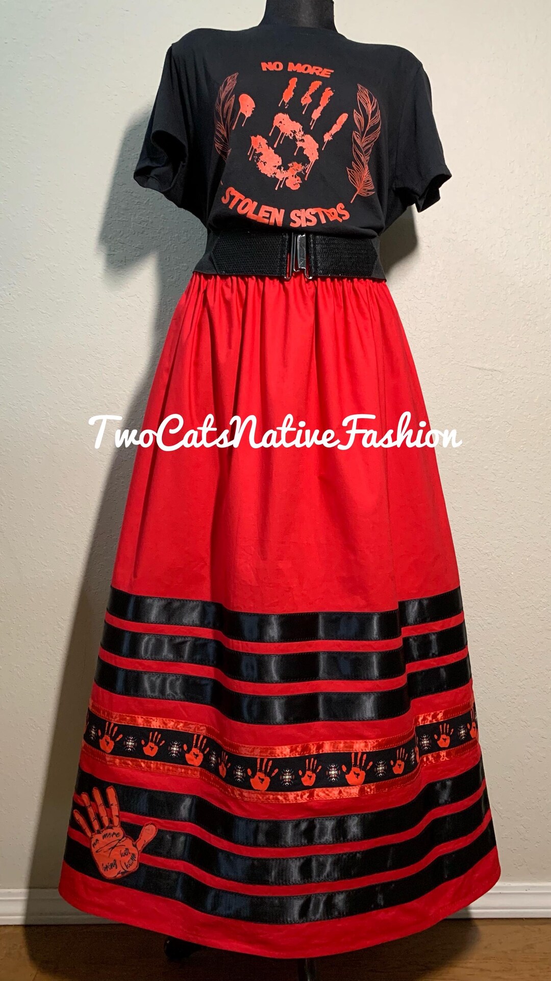 MMIW Stolen Sisters Appliqué Red Ribbon Skirt - Etsy