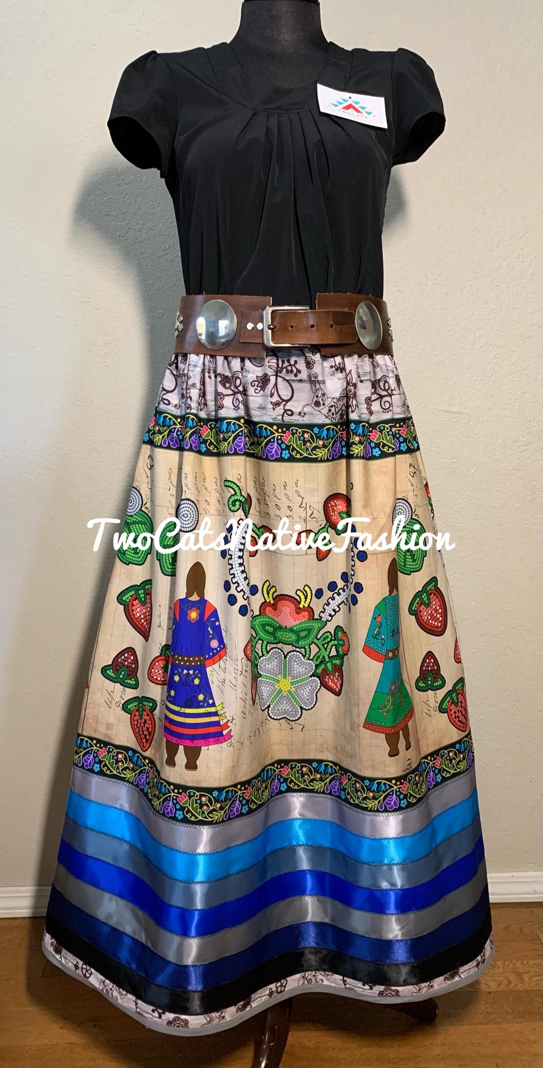 Auntie Gifts Strawberry Sisters Ledger Art Birch Bark Ribbon Skirt - Etsy
